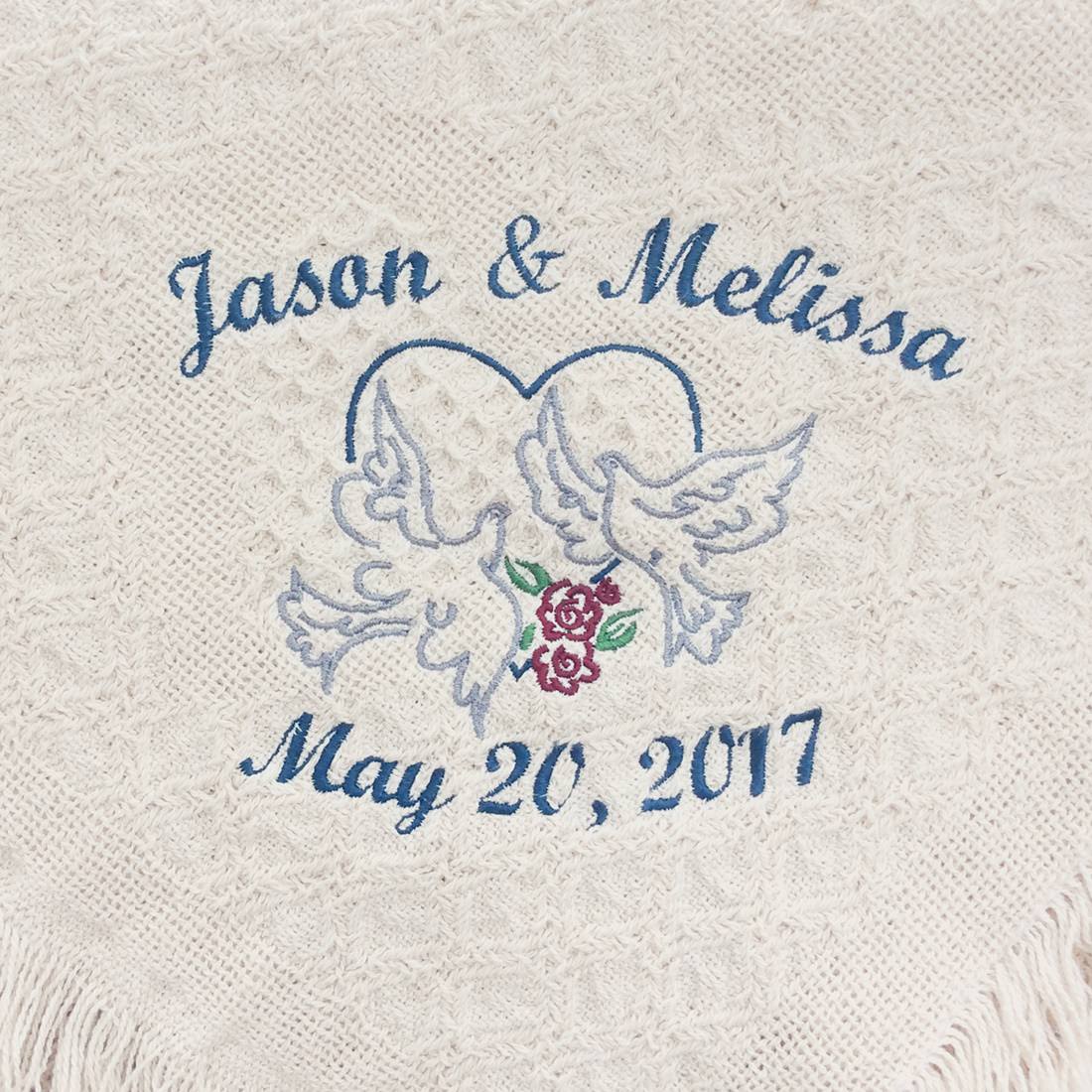 Wedding Throw - Doves In Heart - Stitch Sensations